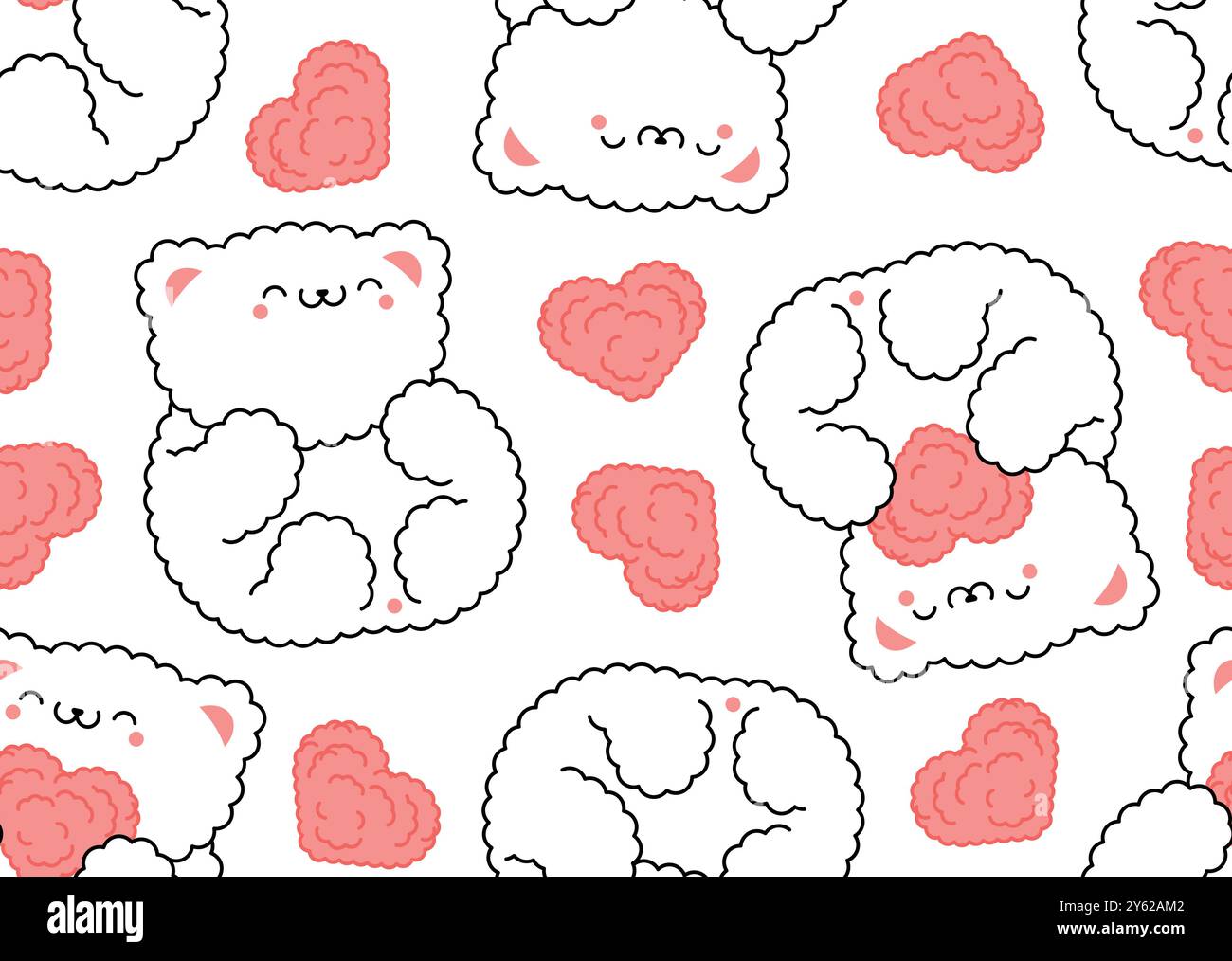 Cute bear pattern seamless. Love and teddy bear background. Cartoon ...