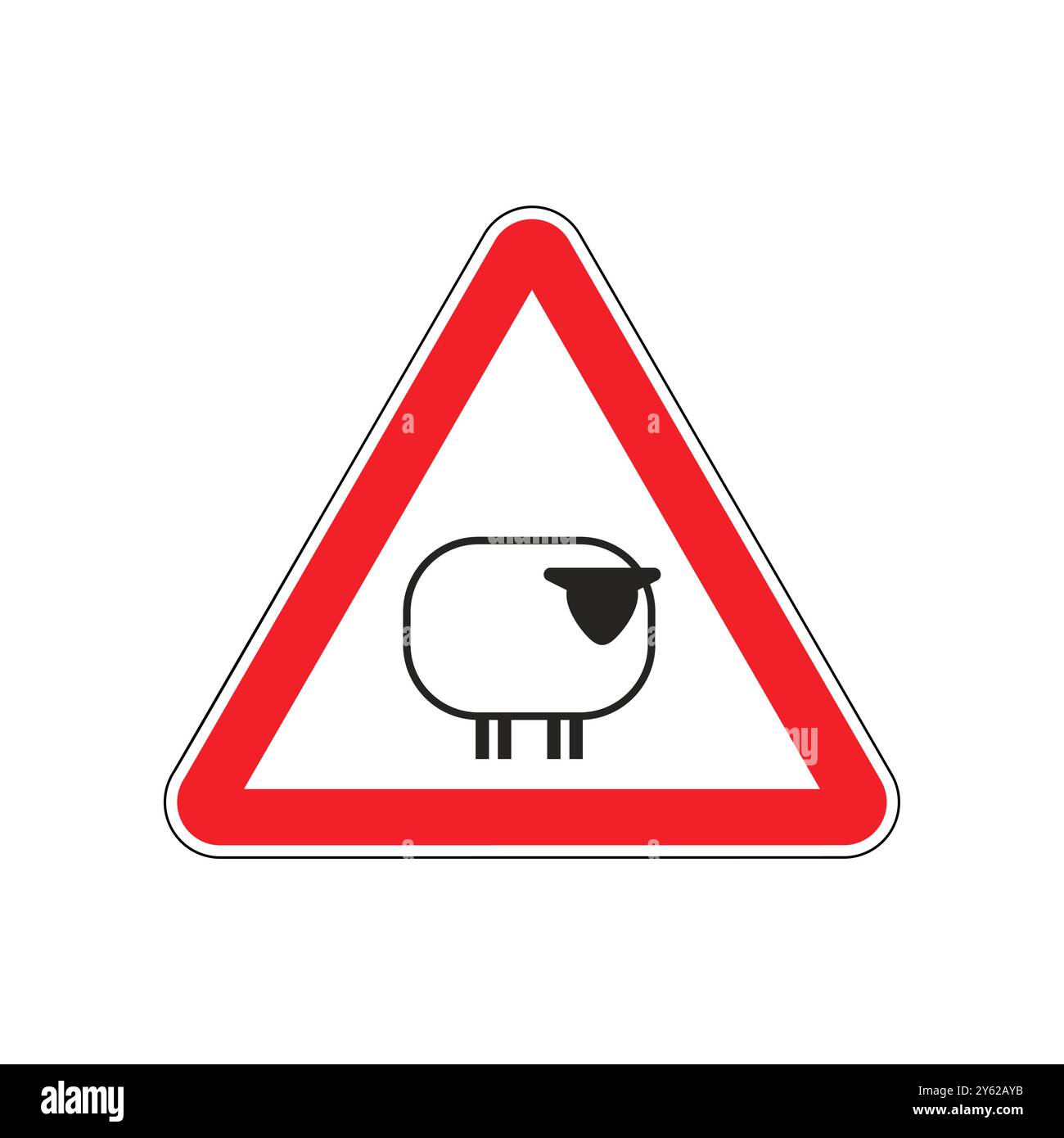 Attention Sheep symbol. Red road triangular sign. Caution Sheeps icon ...