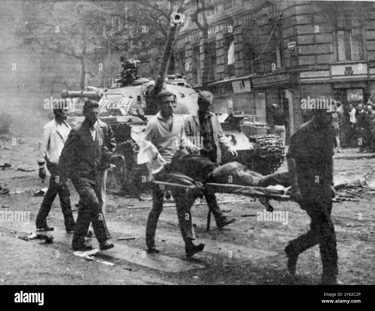Prague: this picture, showing young Prague citizens carrying a wounded ...