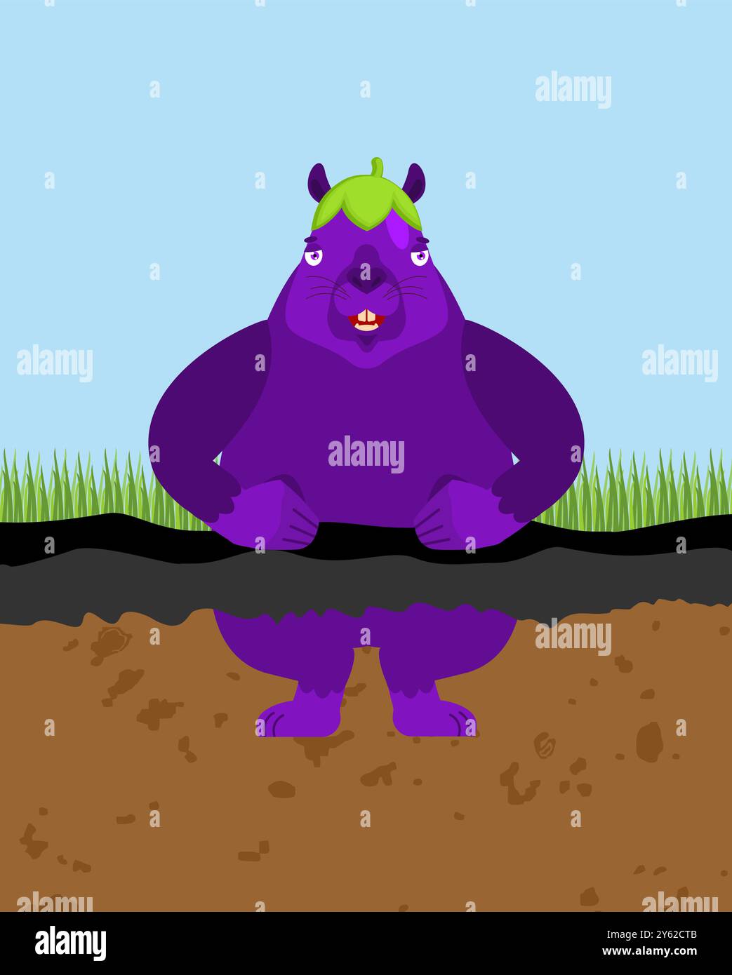 Capybara eggplant. Rodent purple vegetable. Cartoon character animal ...