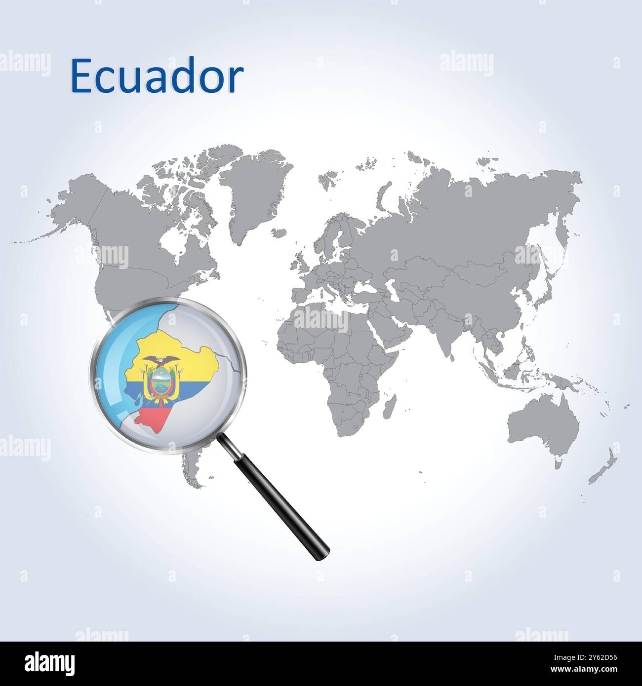 Ecuador Magnified Map and Flag, Ecuador Enlargement Maps, Vector Art ...