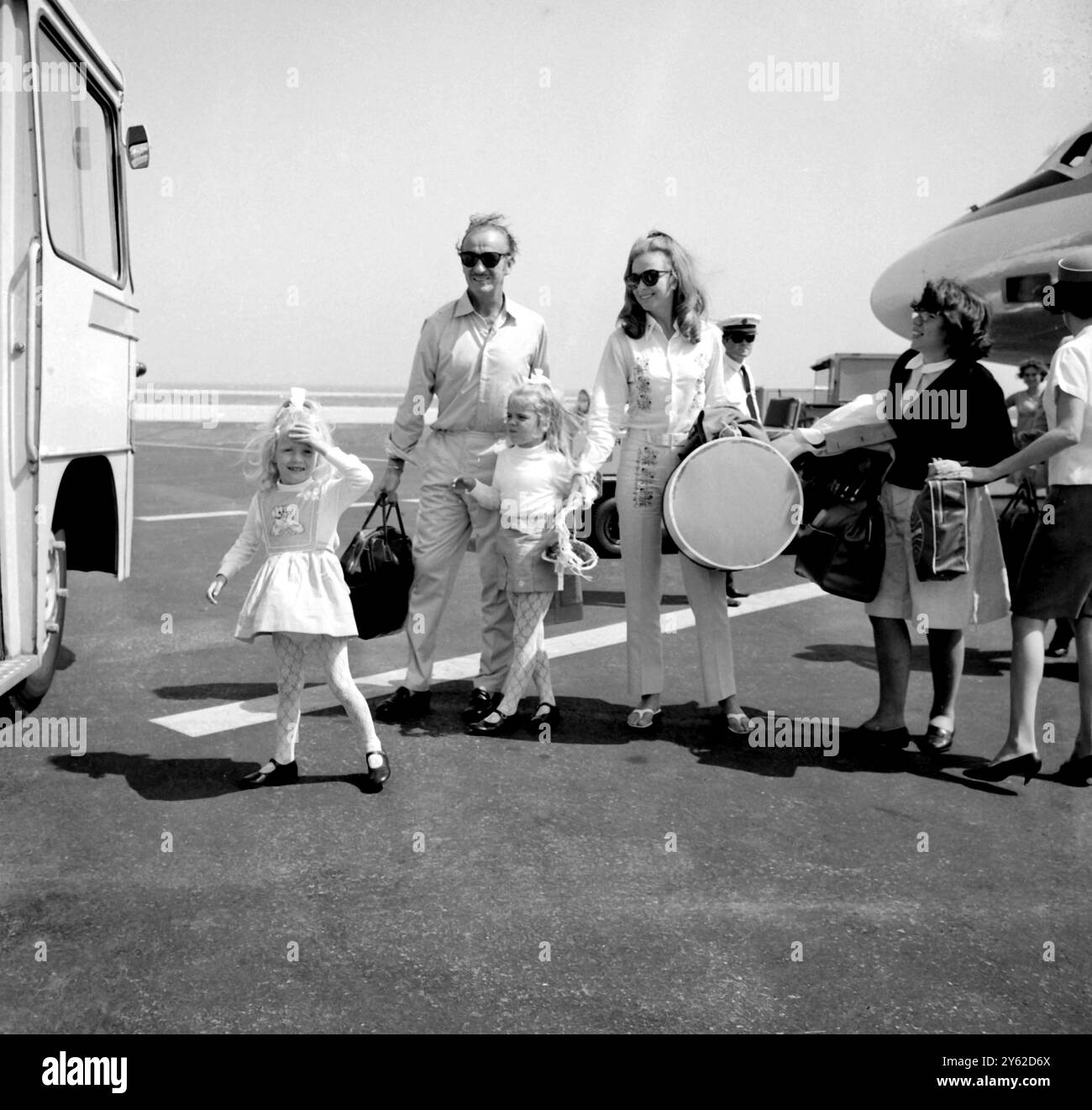 Nice France Famous actor David Niven with wife and two daughters on ...