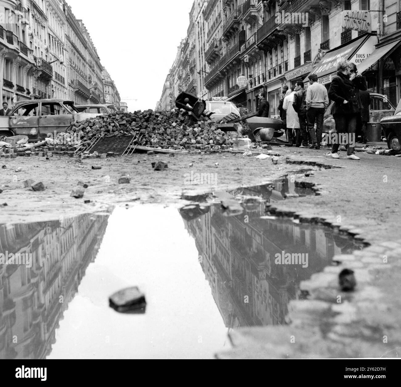 STUDENT RIOT AFTERMATH IN PARISOverturned cars used as barricades by ...