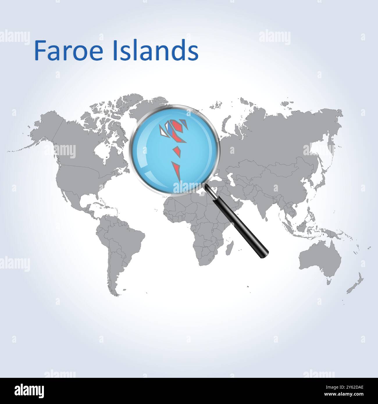 Faroe Islands Magnified Map and Flag, Faroe Islands Enlargement Maps, Vector Art Stock Vector ...