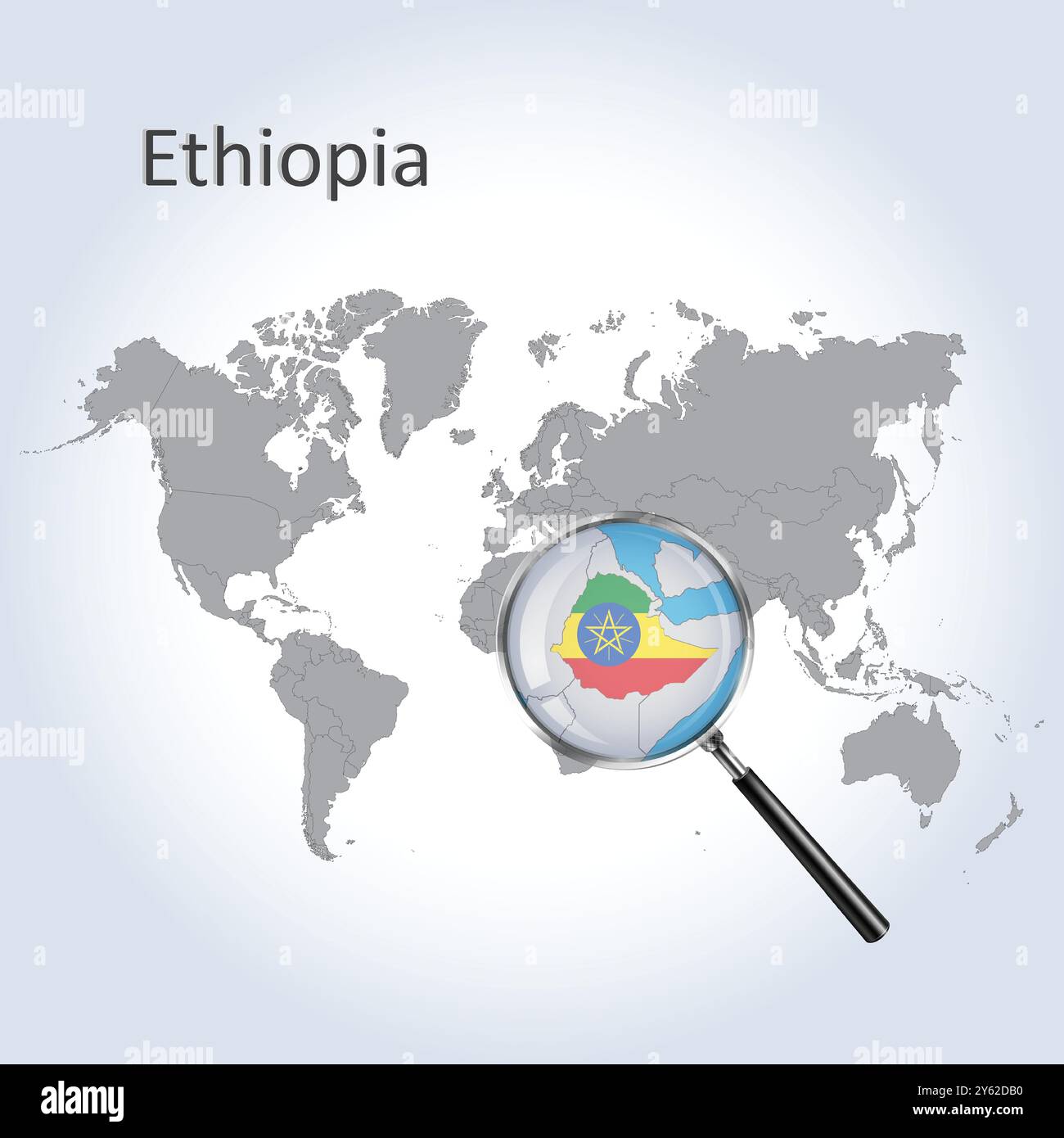 Ethiopia Magnified Map and Flag, Ethiopia Enlargement Maps, Vector Art ...