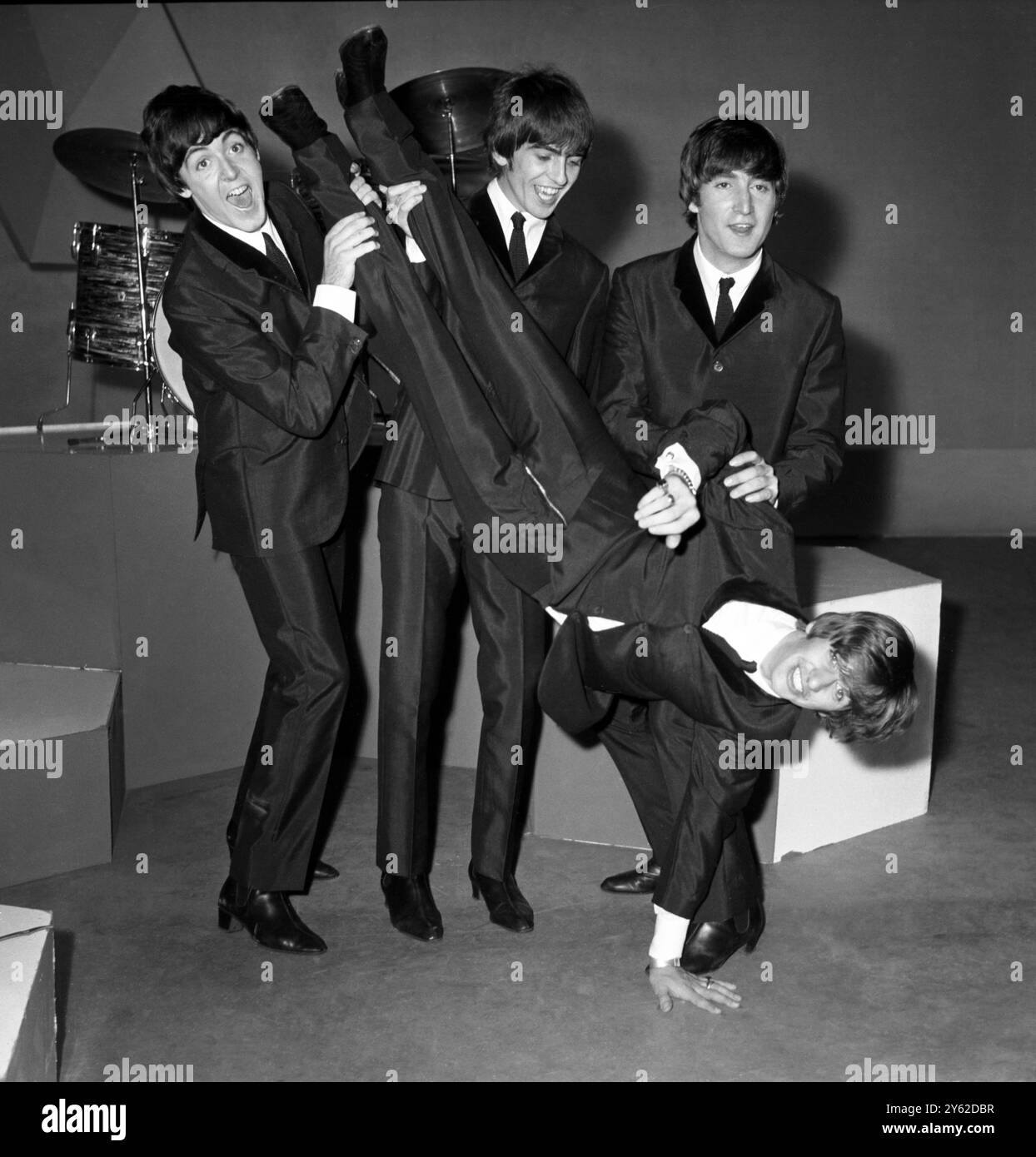 The Beatles Ringo Starr being bumped by his companions on his 24th ...
