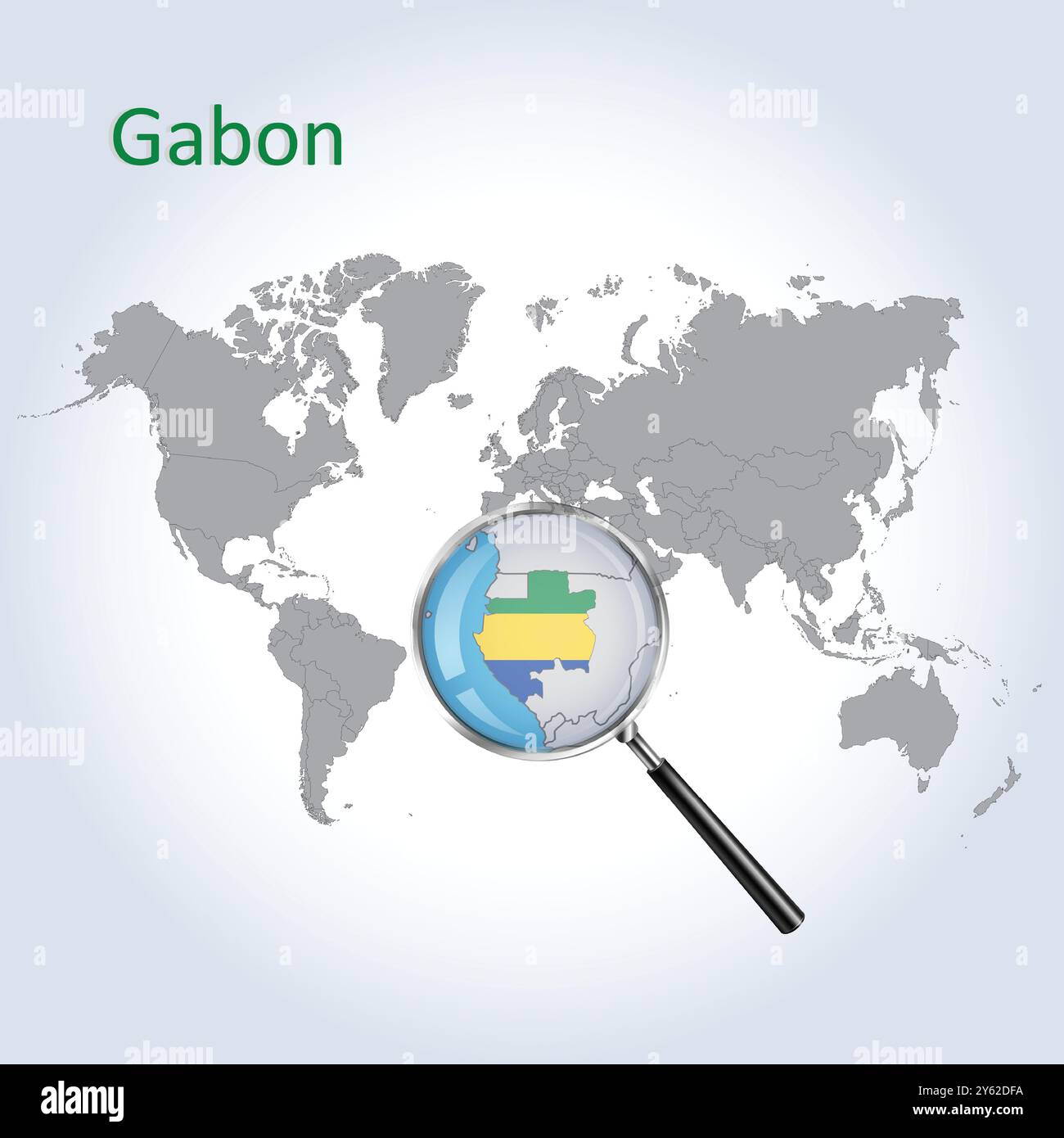 Gabon Magnified Map and Flag, Gabon Enlargement Maps, Vector Art Stock ...