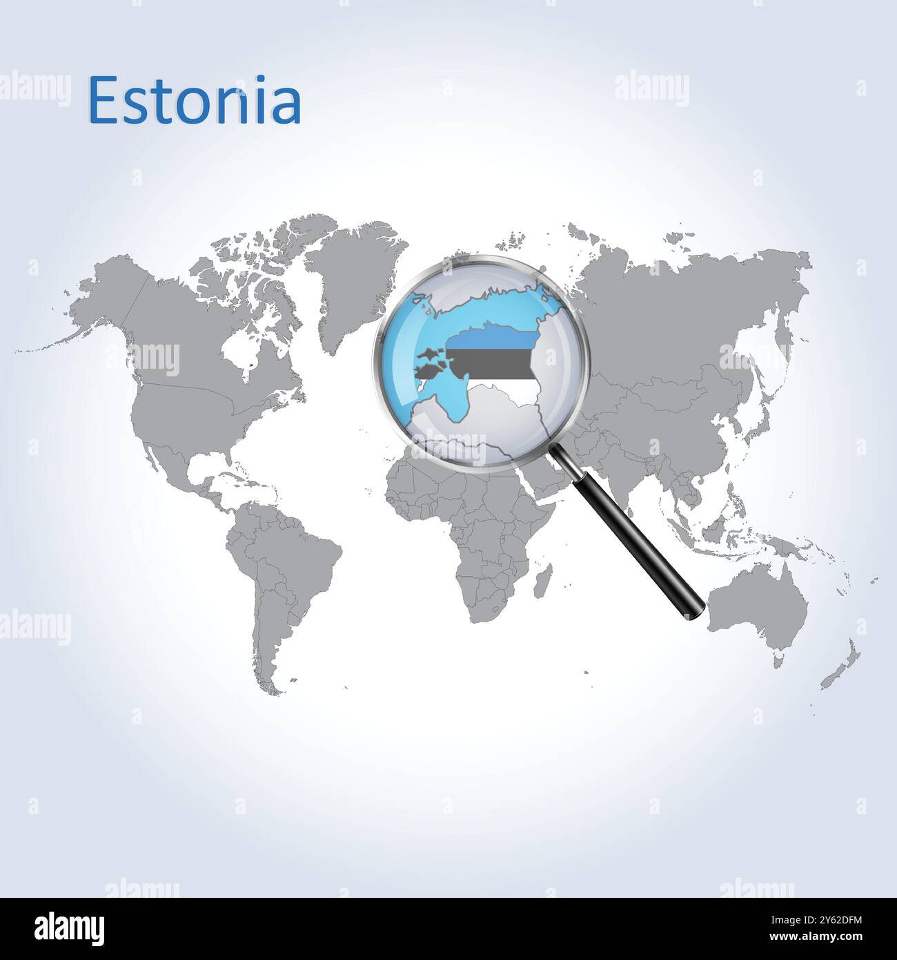 Estonia Magnified Map and Flag, Estonia Enlargement Maps, Vector Art ...