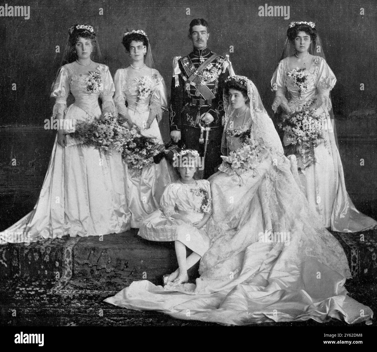 The Royal Bride and Bridegroom and the bridesmaids. after the ceremony ...