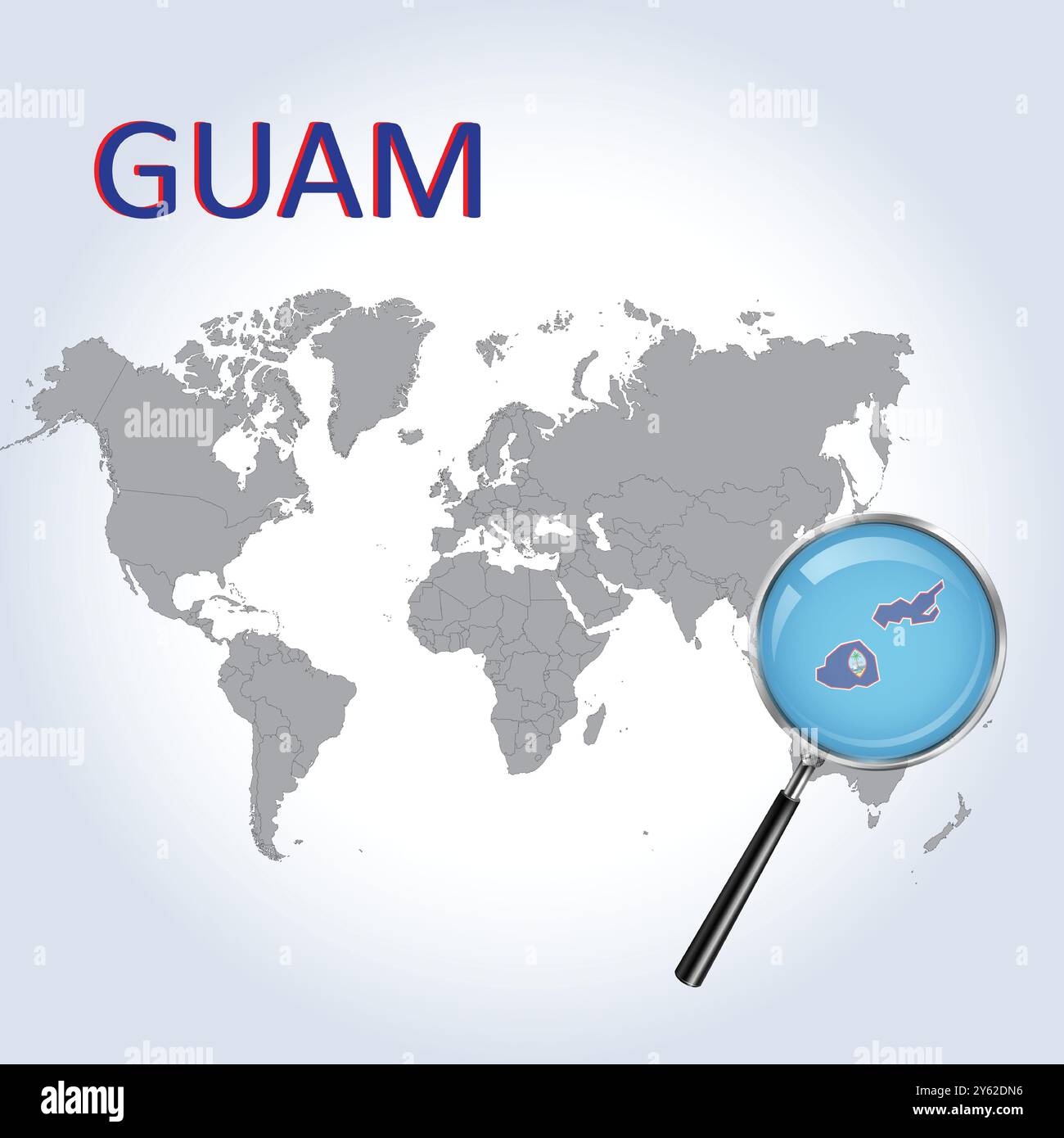 Guam Magnified Map and Flag, Guam Enlargement Maps, Vector Art Stock ...