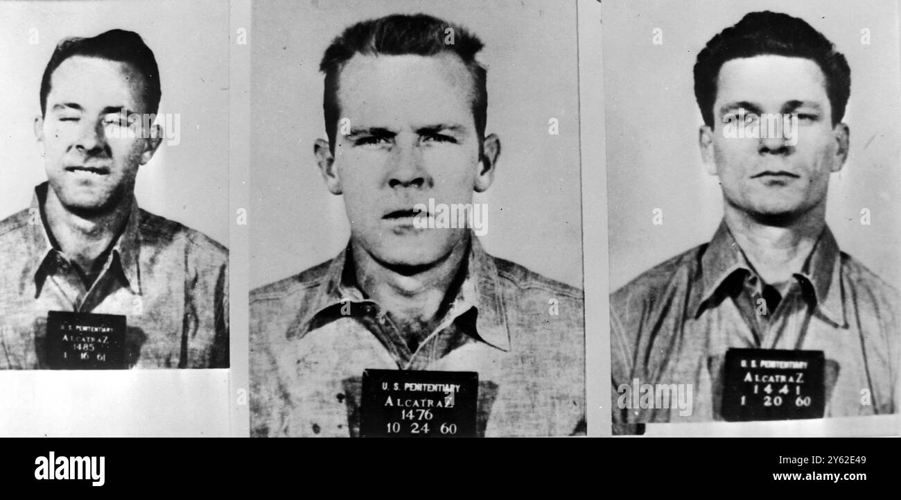 Official Alcatraz Federal photographs of the three men reported to have ...