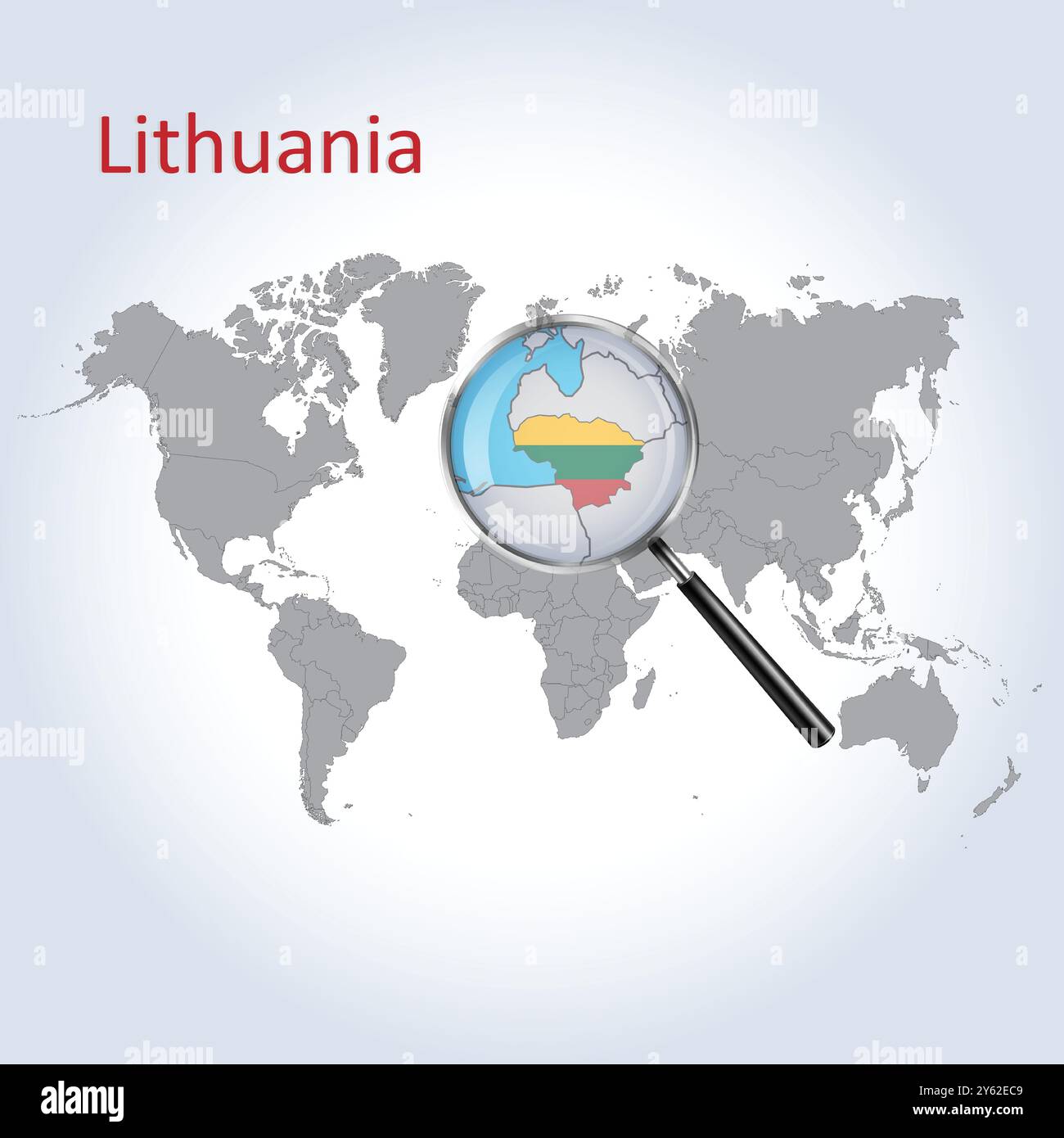 Lithuania Magnified Map and Flag, Lithuania Enlargement Maps, Vector ...