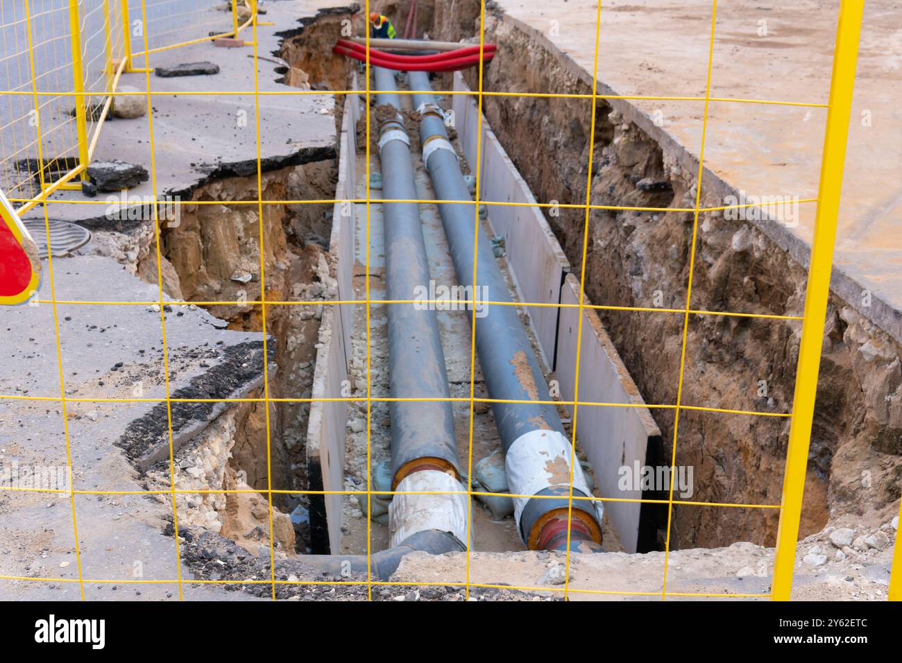 tube construction trench ground hole dig underground system water ...