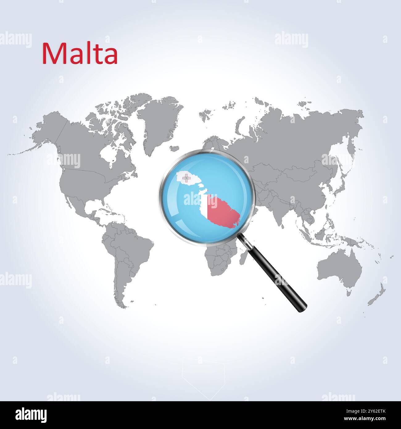 Malta Magnified Map and Flag, Malta Enlargement Maps, Vector Art Stock ...