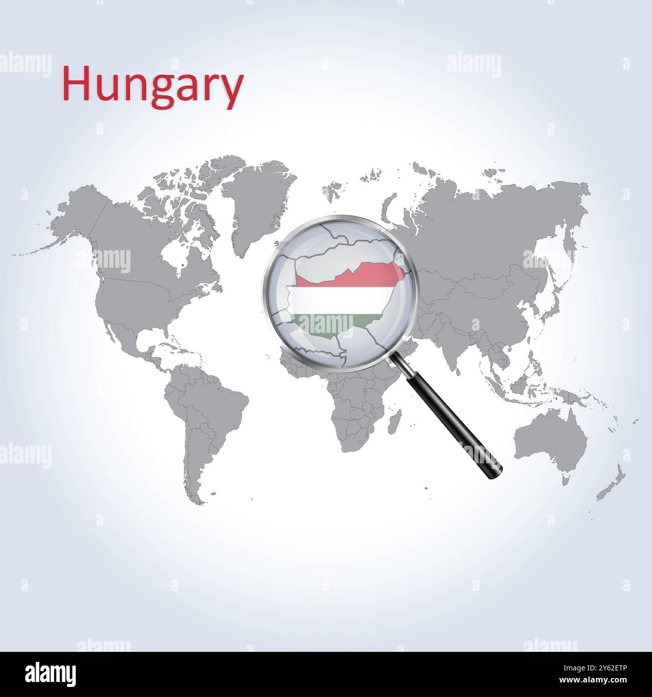 Hungary Magnified Map and Flag, Hungary Enlargement Maps, Vector Art ...