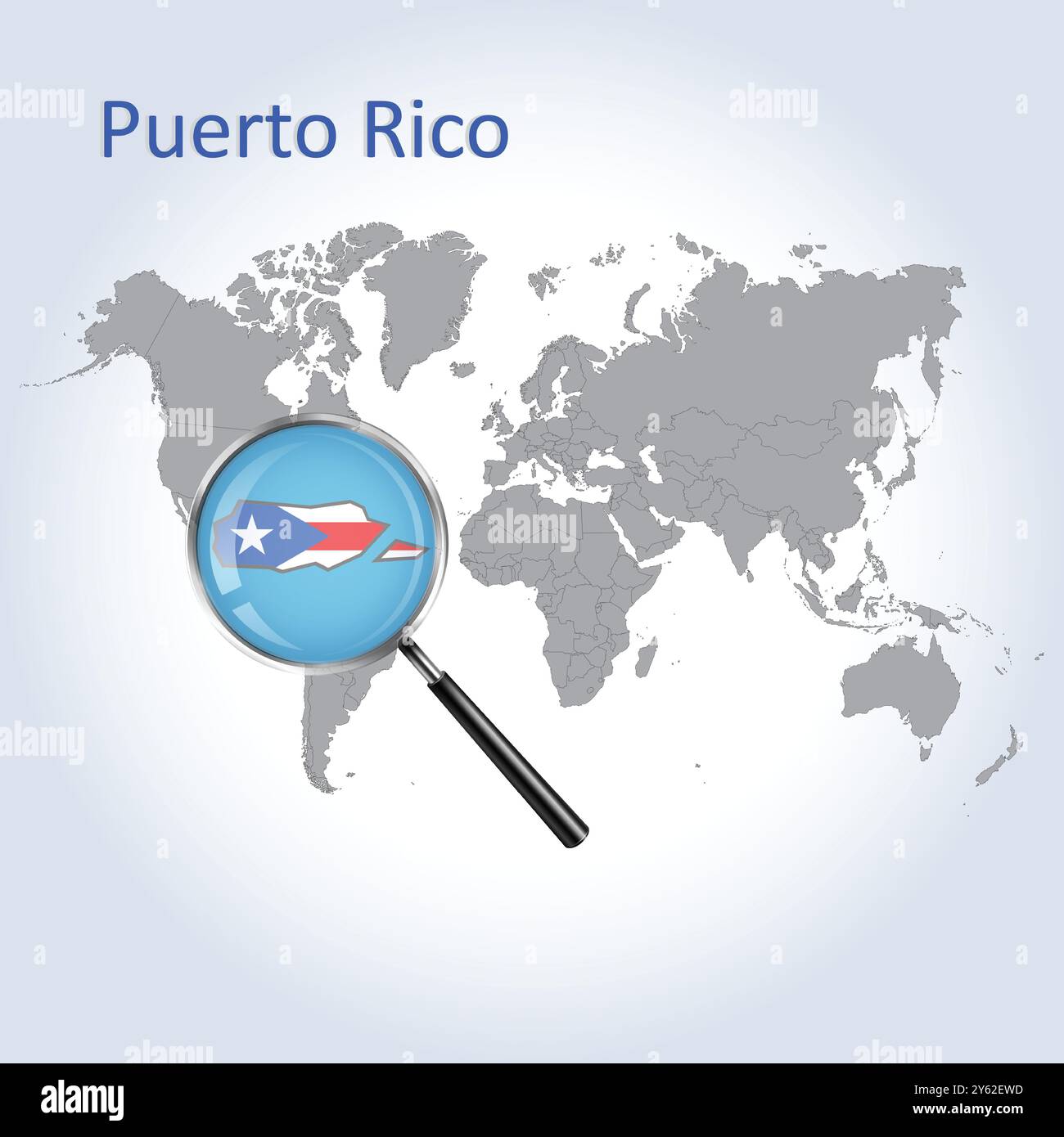 Puerto Rico Magnified Map and Flag, Puerto Rico Enlargement Maps, Vector Art Stock Vector Image ...