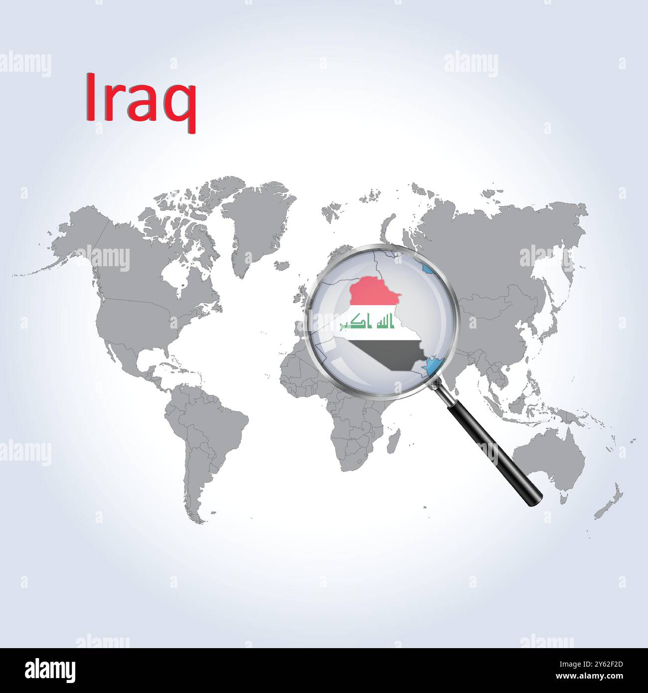 Iraq Magnified Map and Flag, Iraq Enlargement Maps, Vector Art Stock ...