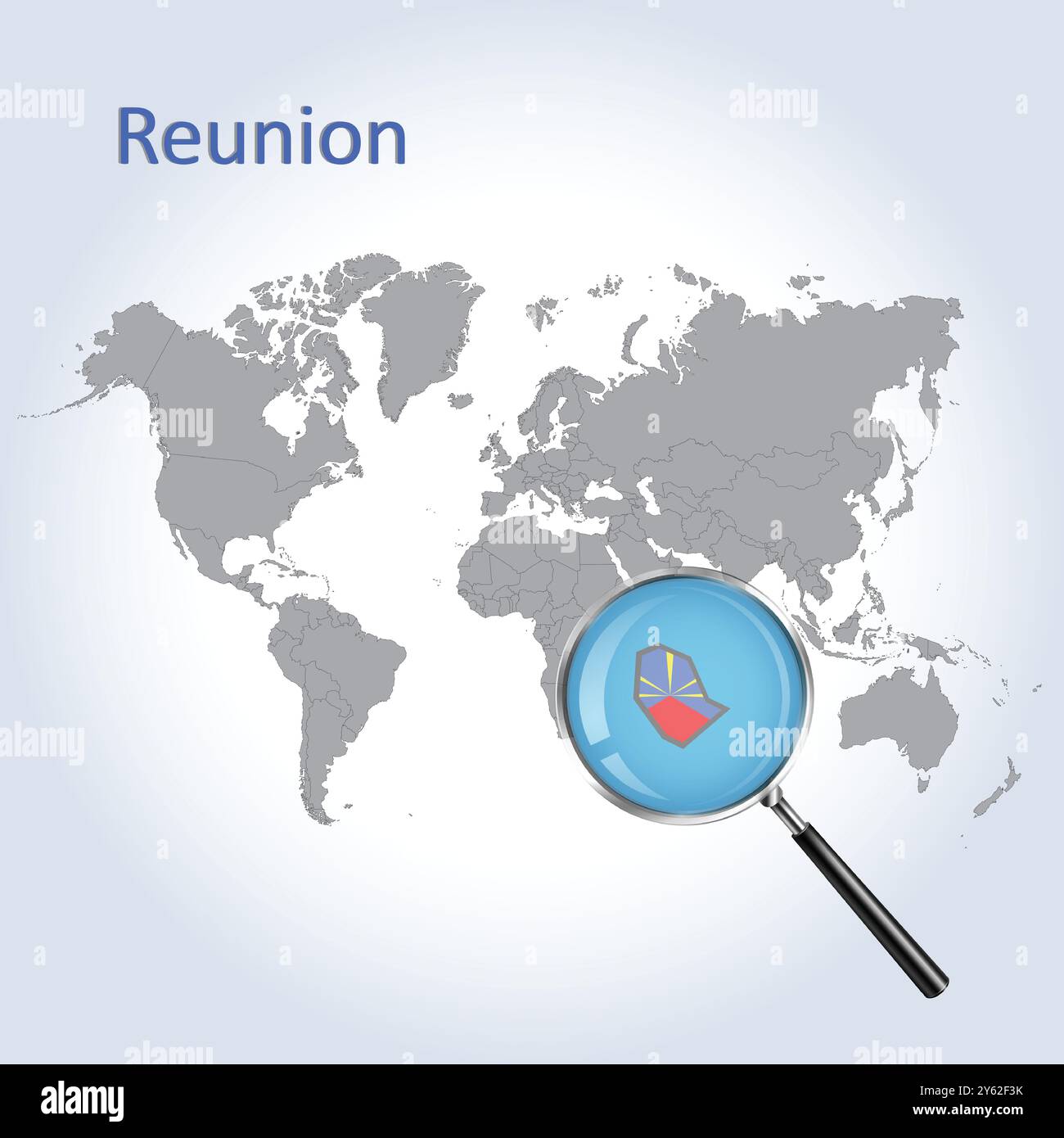 Reunion Magnified Map and Flag, Reunion Enlargement Maps, Vector Art ...