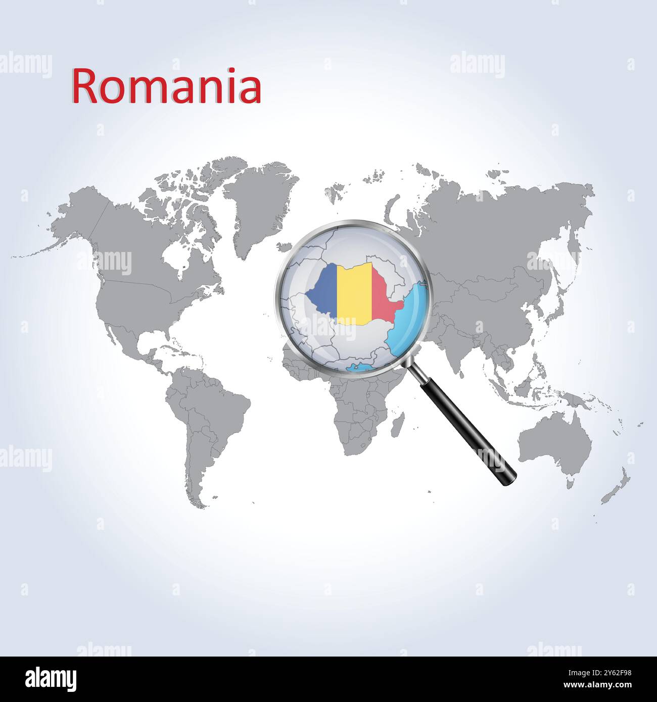Romania Magnified Map and Flag, Romania Enlargement Maps, Vector Art ...