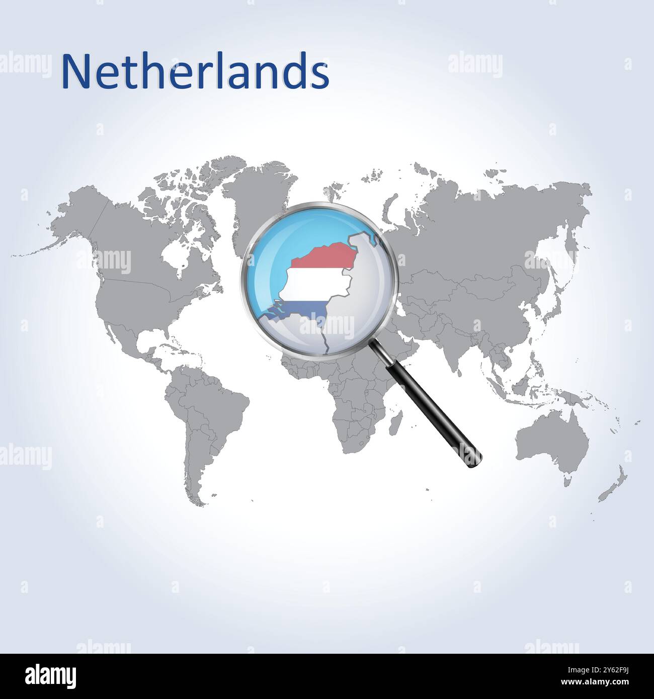 Netherlands Magnified Map and Flag, Netherlands Enlargement Maps Stock ...