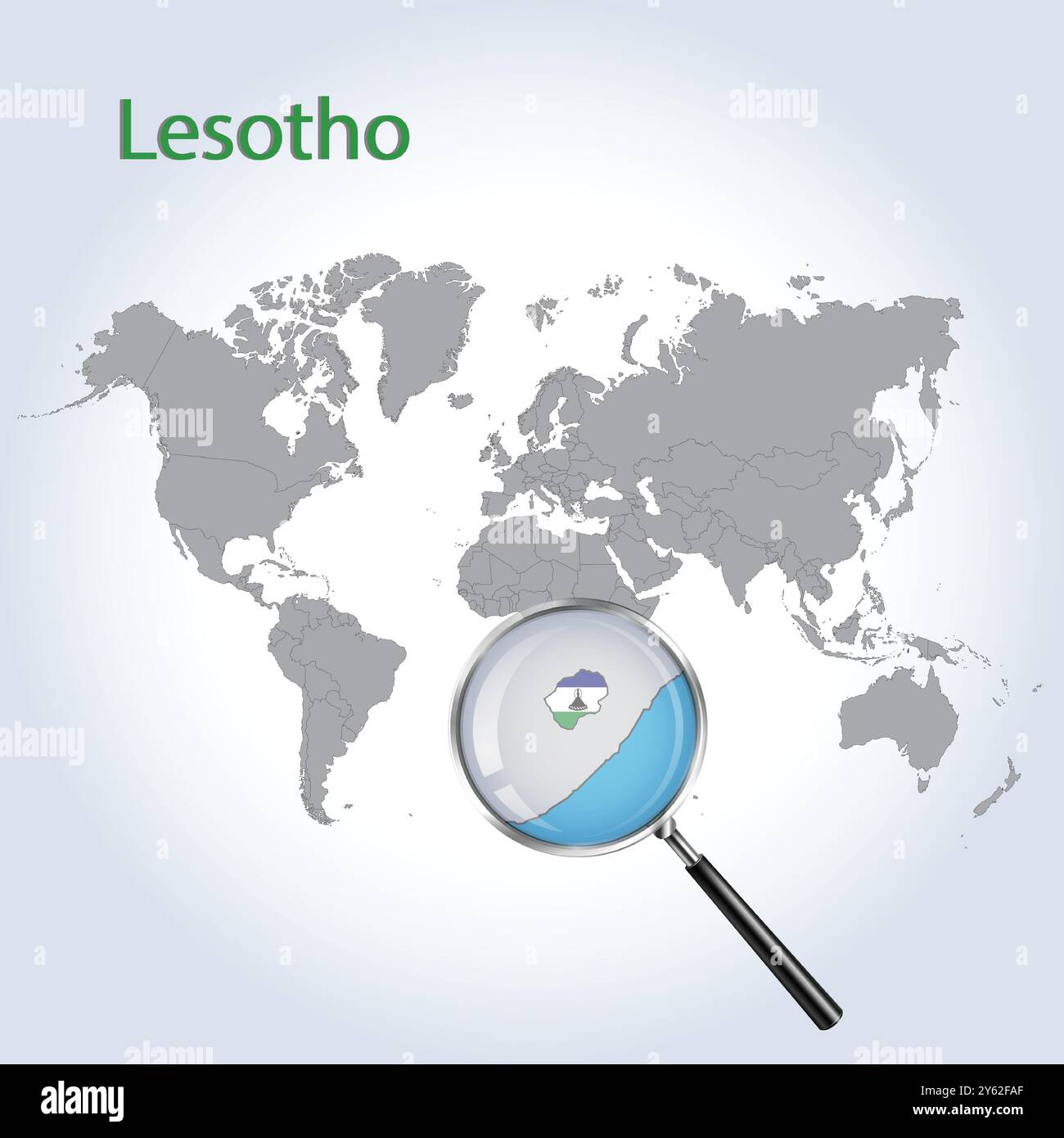 Lesotho Magnified Map and Flag, Lesotho Enlargement Maps, Vector Art ...