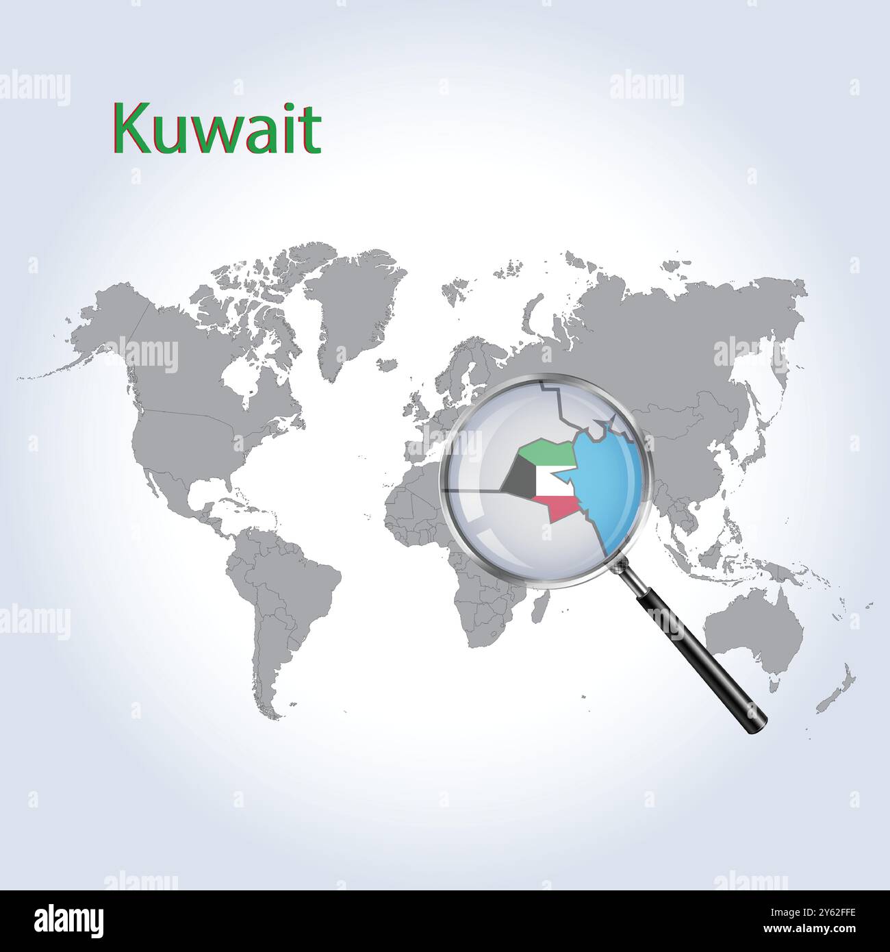 Kuwait magnified map hi-res stock photography and images - Alamy