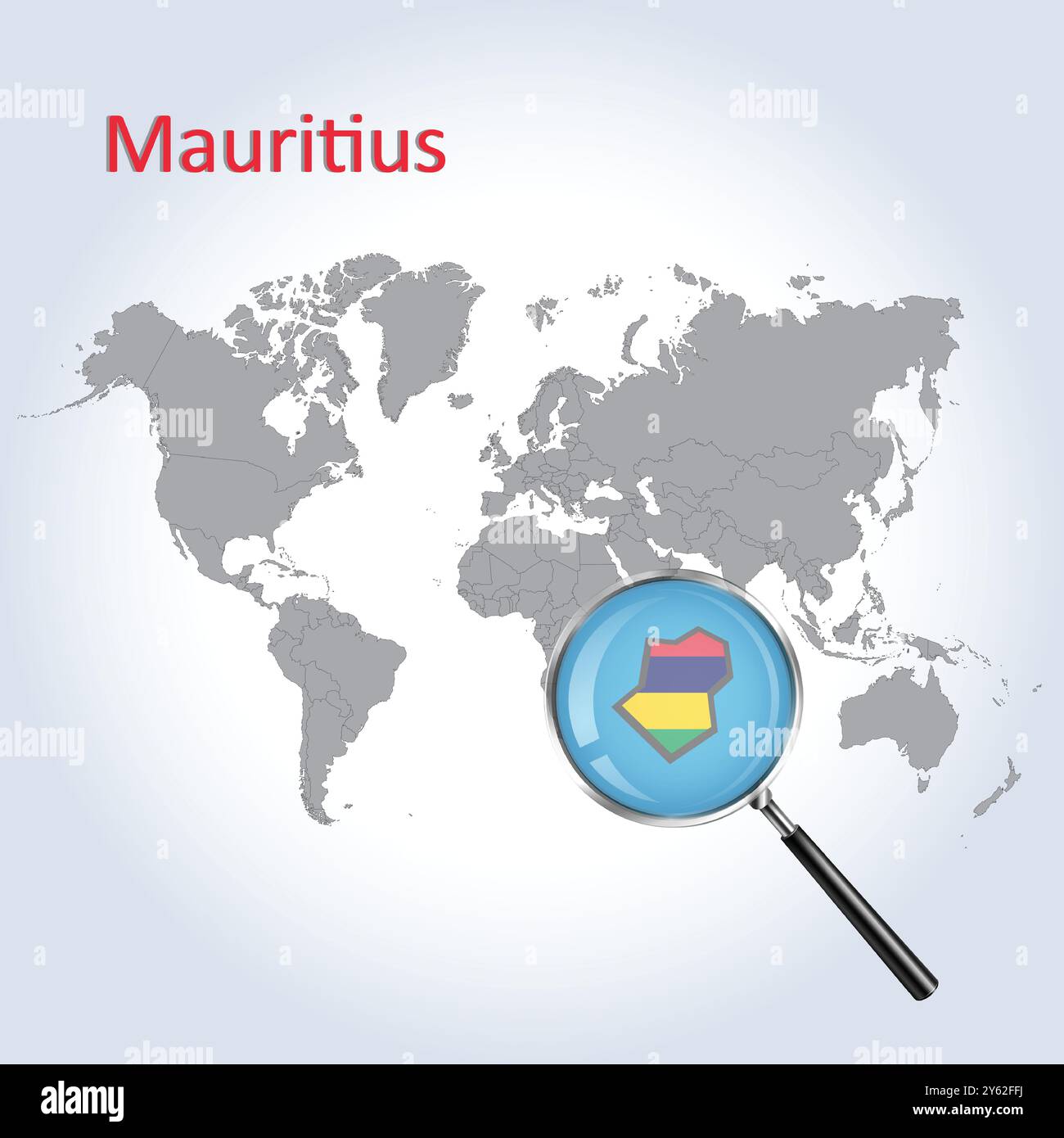 Mauritius Magnified Map and Flag, Mauritius Enlargement Maps, Vector Art Stock Vector Image ...