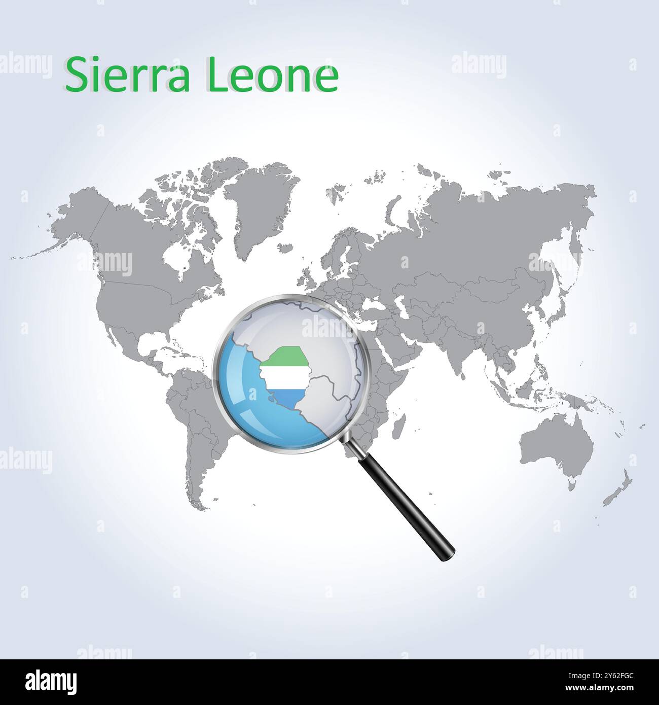Sierra Leone Magnified Map and Flag, Sierra Leone Enlargement Maps, Vector Art Stock Vector ...