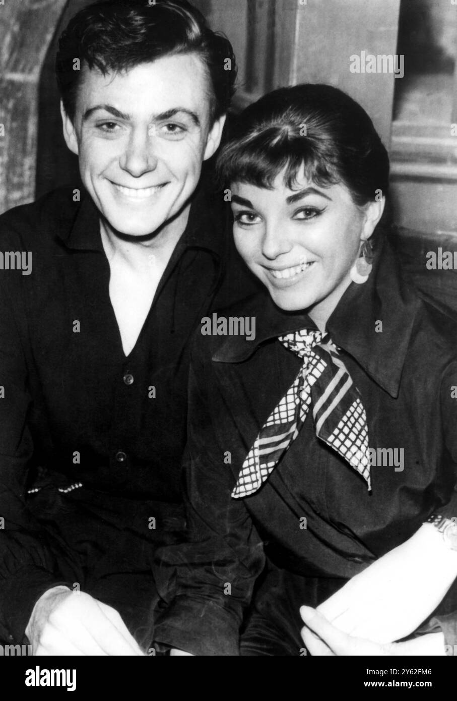 Joan Collins, 19, with her fiance Maxwell Reed, 30, 12th April 1952 ...