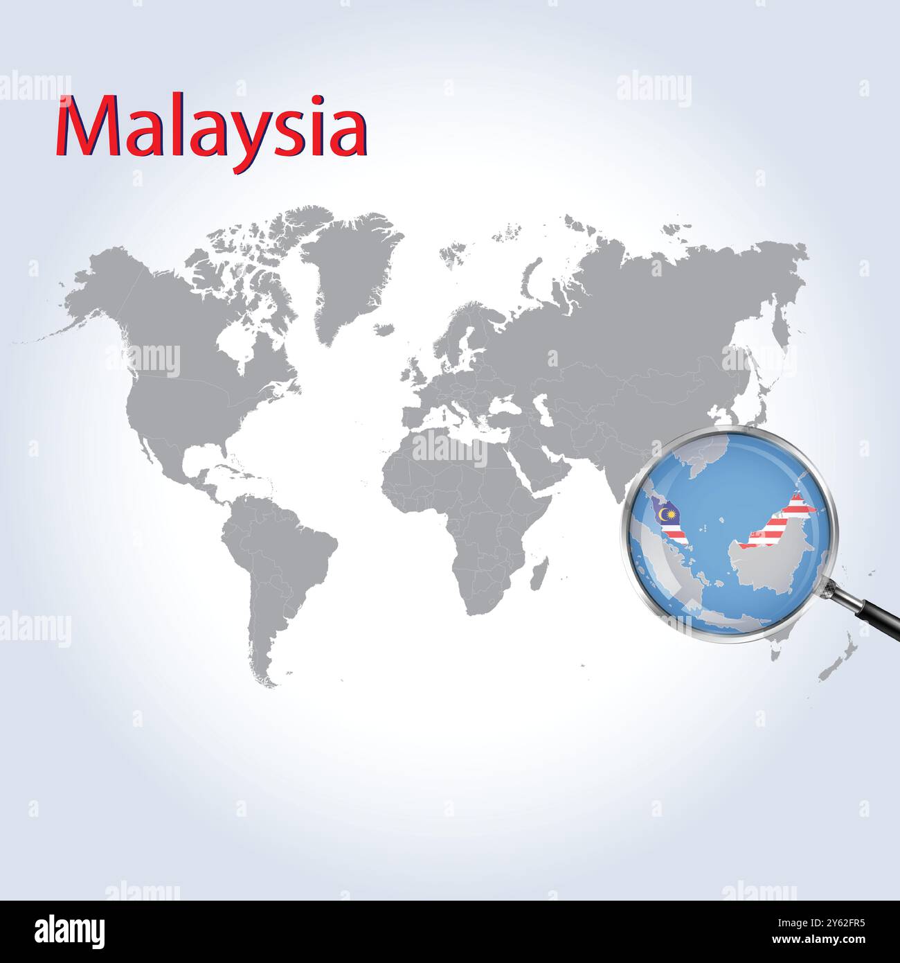 Malaysia Magnified Map and Flag, Malaysia Enlargement Maps, Vector Art Stock Vector Image & Art ...