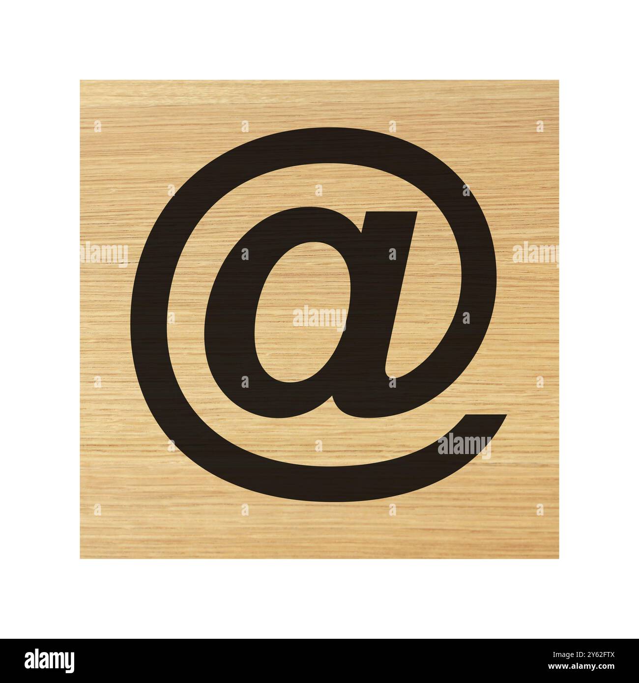 At sign wood block and on white with clipping path Stock Photo - Alamy