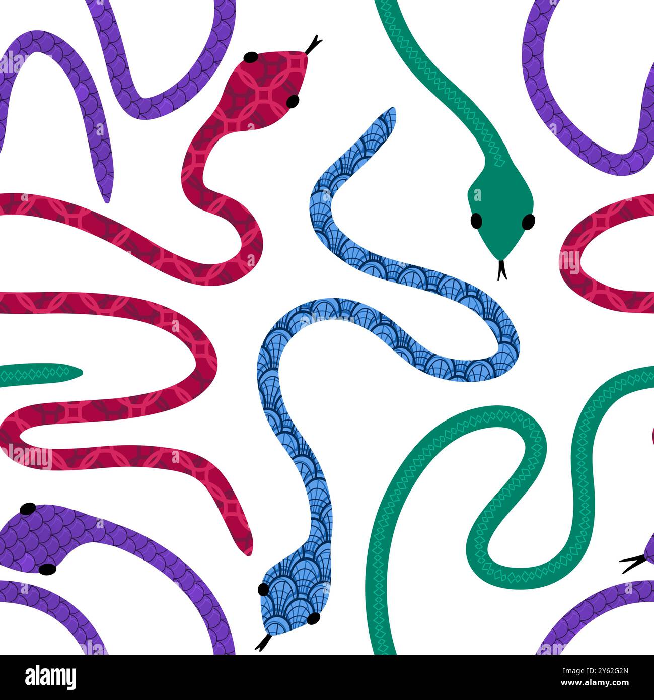 Summer cartoon animals seamless snake pattern for wrapping paper and ...