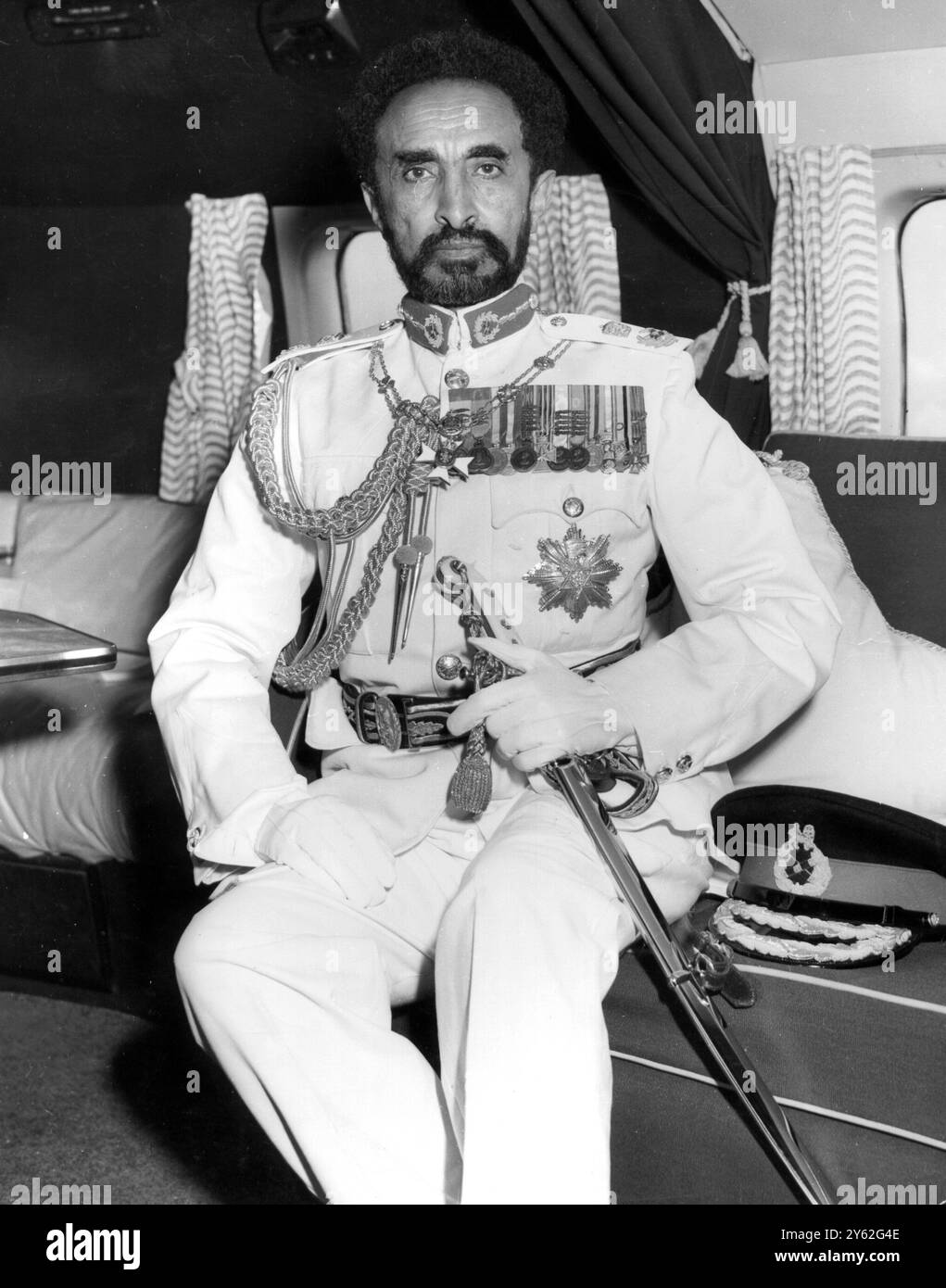 Ethiopian Emperor Haile Selassie in his Field Marshal's uniform aboard ...