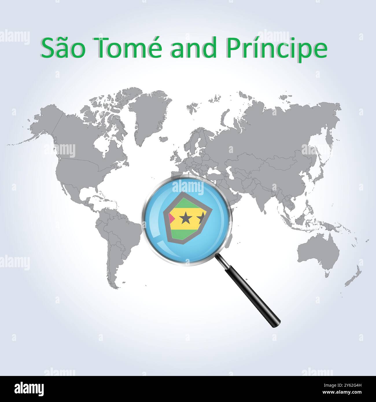 Sao Tome and Principe Magnified Map and Flag, Vector Art Stock Vector ...