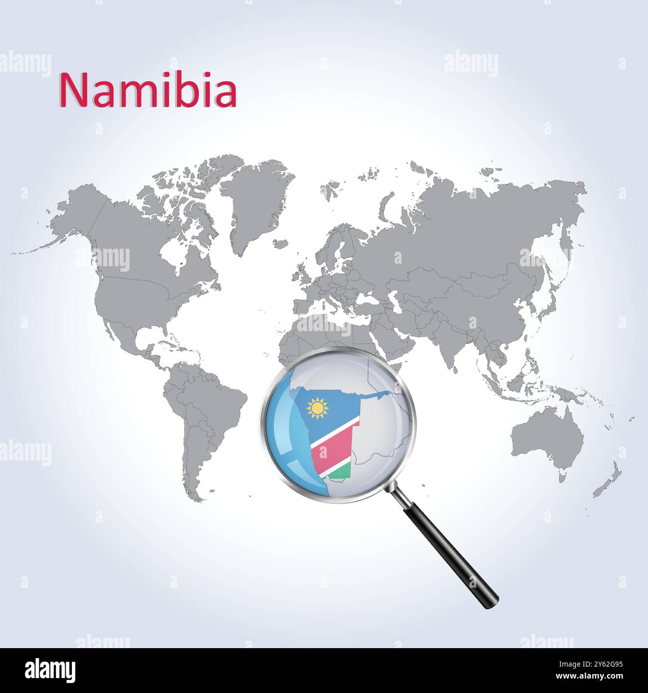 Namibia Magnified Map and Flag, Namibia Enlargement Maps, Vector Art Stock Vector Image & Art ...