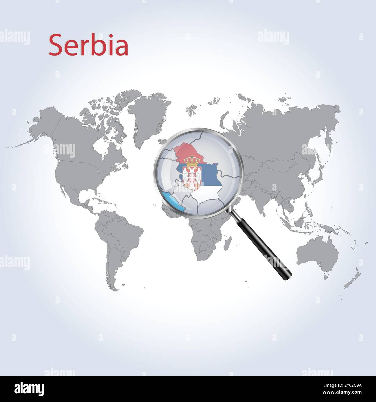 Serbia Magnified Map and Flag, Serbia Enlargement Maps, Vector Art ...