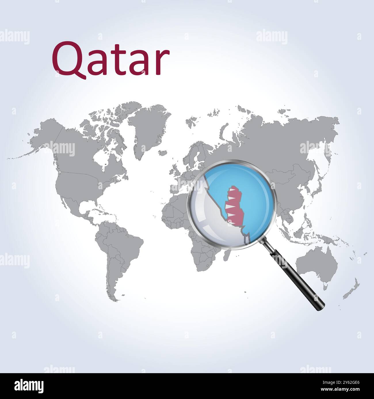 Qatar Magnified Map and Flag, Qatar Enlargement Maps, Vector Art Stock ...