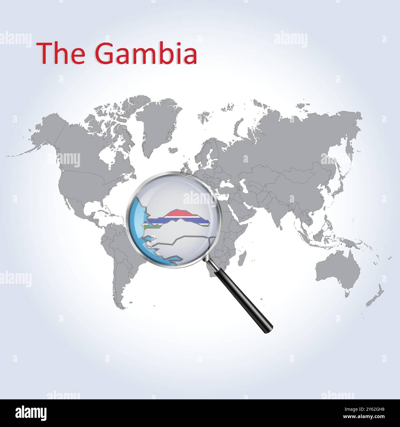 The Gambia Magnified Map and Flag, The Gambia Enlargement Maps, Vector ...