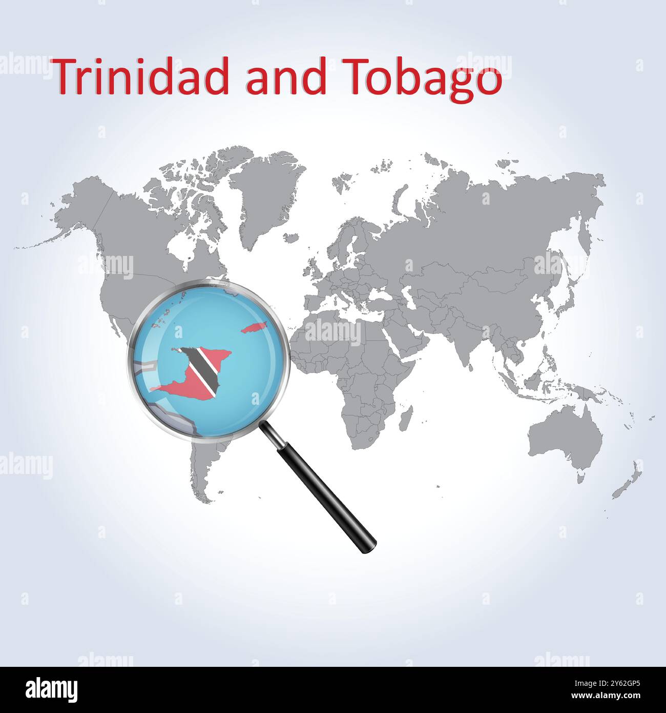 Trinidad and Tobago Magnified Map and Flag, Trinidad and Tobago Enlargement Maps Stock Vector ...