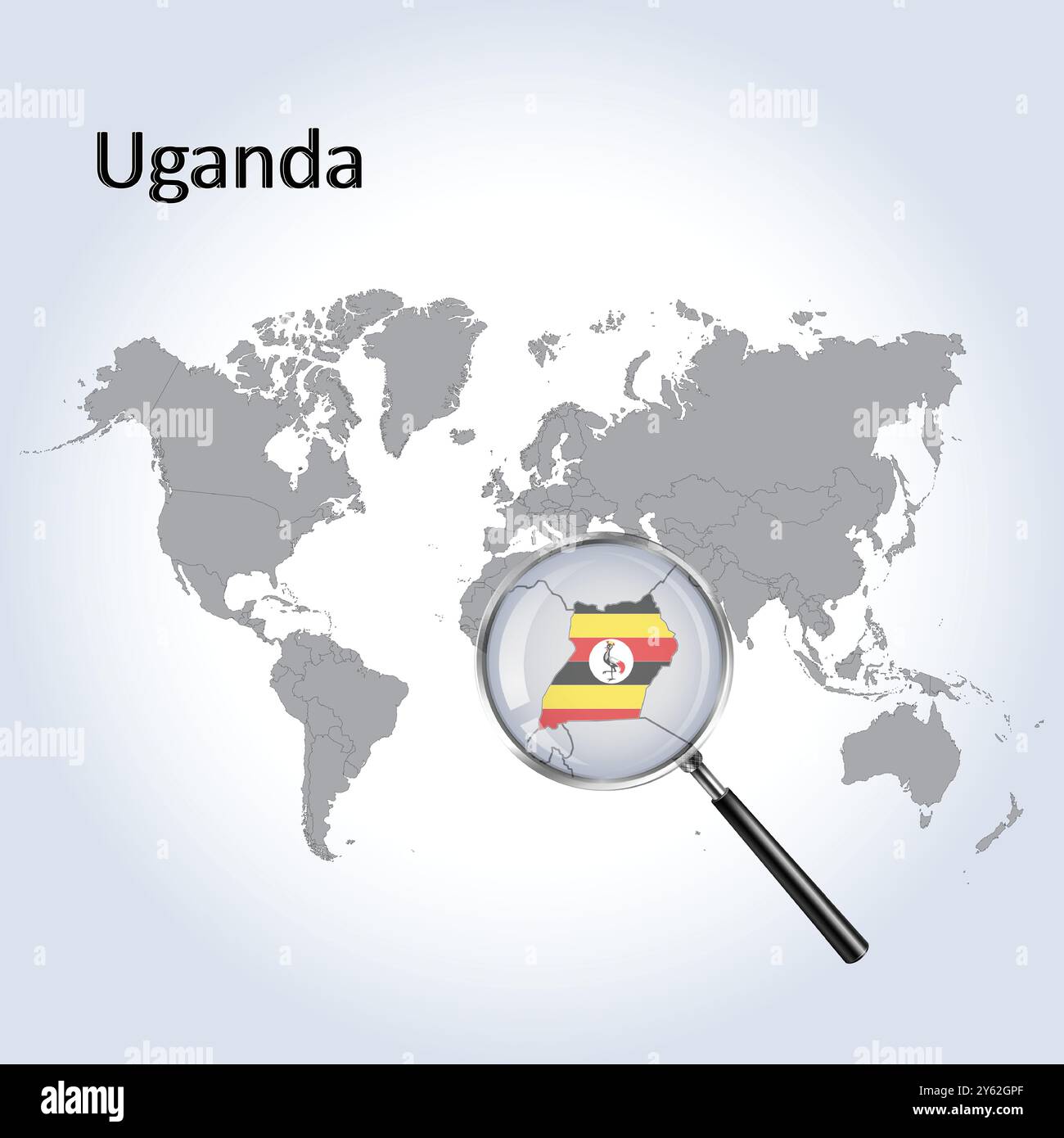 Uganda Magnified Map and Flag, Uganda Enlargement Maps, Vector Art Stock Vector Image & Art - Alamy