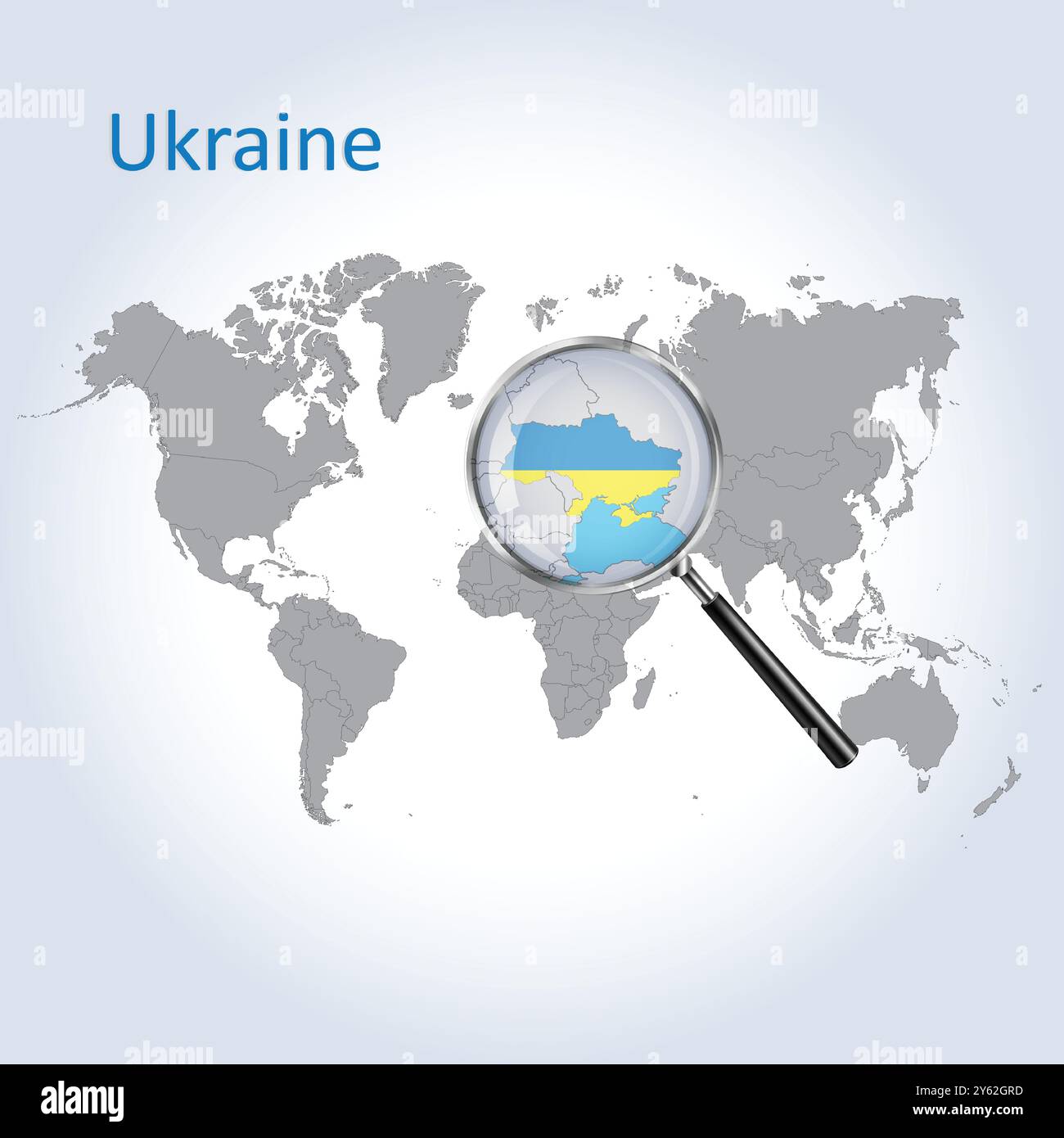 Ukraine Magnified Map and Flag, Ukraine Enlargement Maps, Vector Art ...