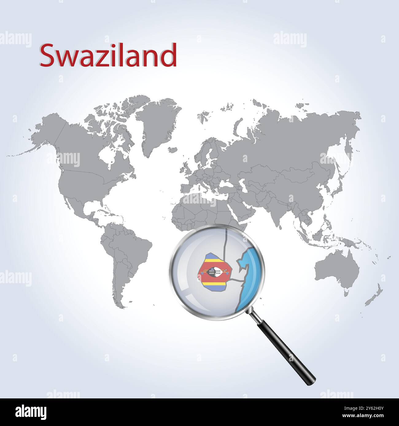 Swaziland Magnified Map and Flag, Swaziland Enlargement Maps, Vector ...