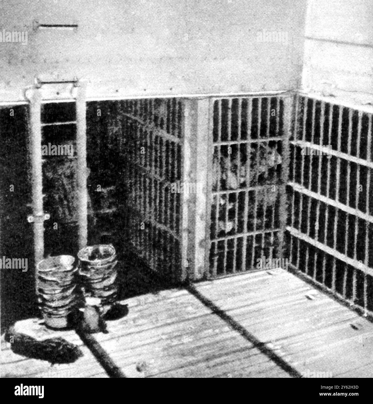 Cages for convicts on the French transport "Loire" 1924 Stock Photo - Alamy