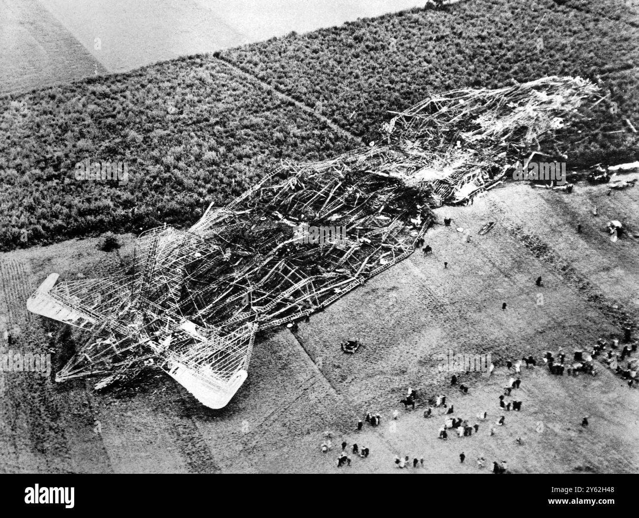 The wreck of the world's largest Airship R 101 showing the framework ...
