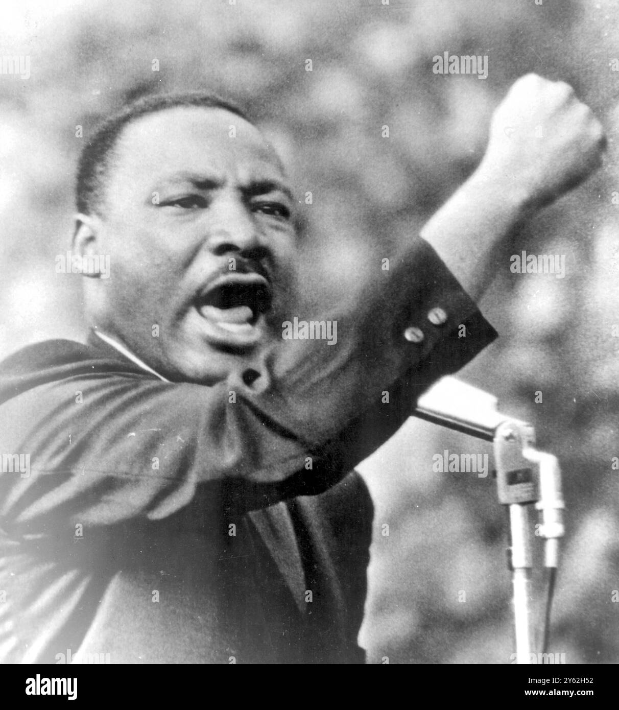 Nobel Prize winner, Dr Martin Luther King emphasises his point at a ...