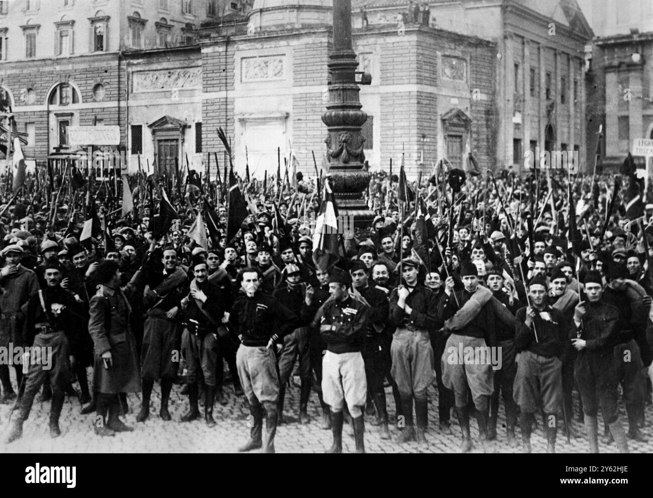 Benito Mussolini's interview with the King of Italy. Fascist troops ...