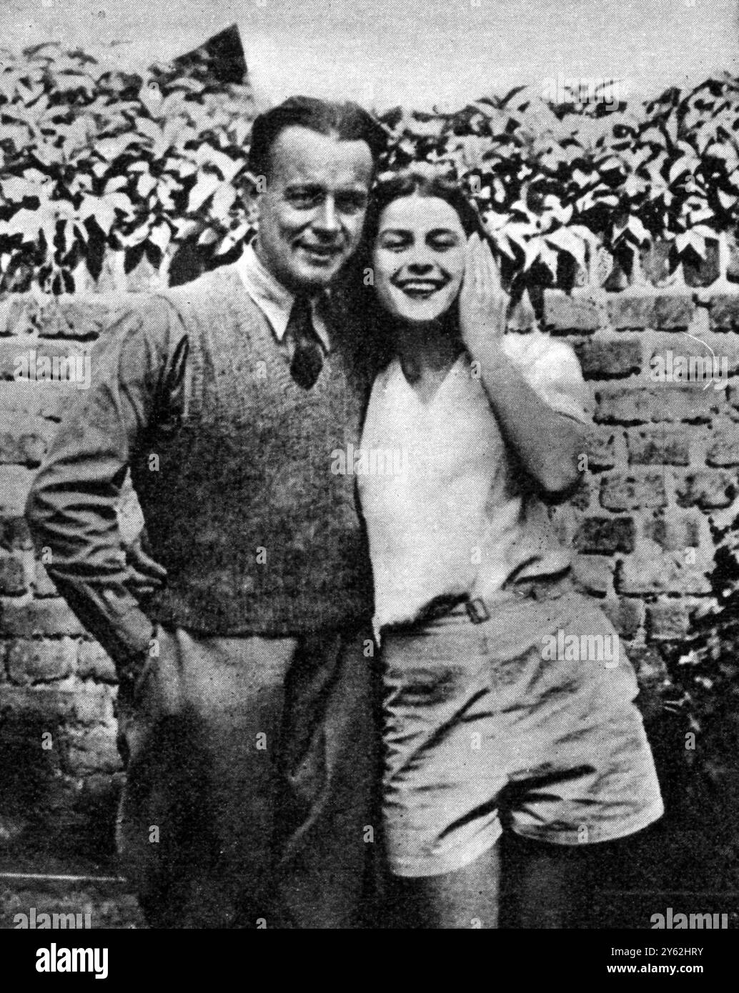 Violette and her husband Etienne Szabo pictured during their brief honeymoon in the garden of ...