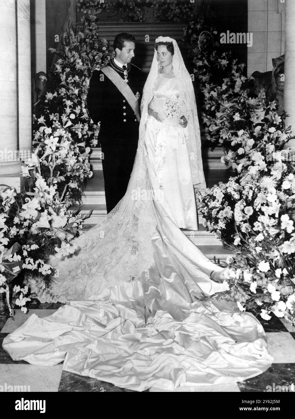 Prince Albert 25 , and his bride Princess Paola Ruffo Di Calabria , 21 ...