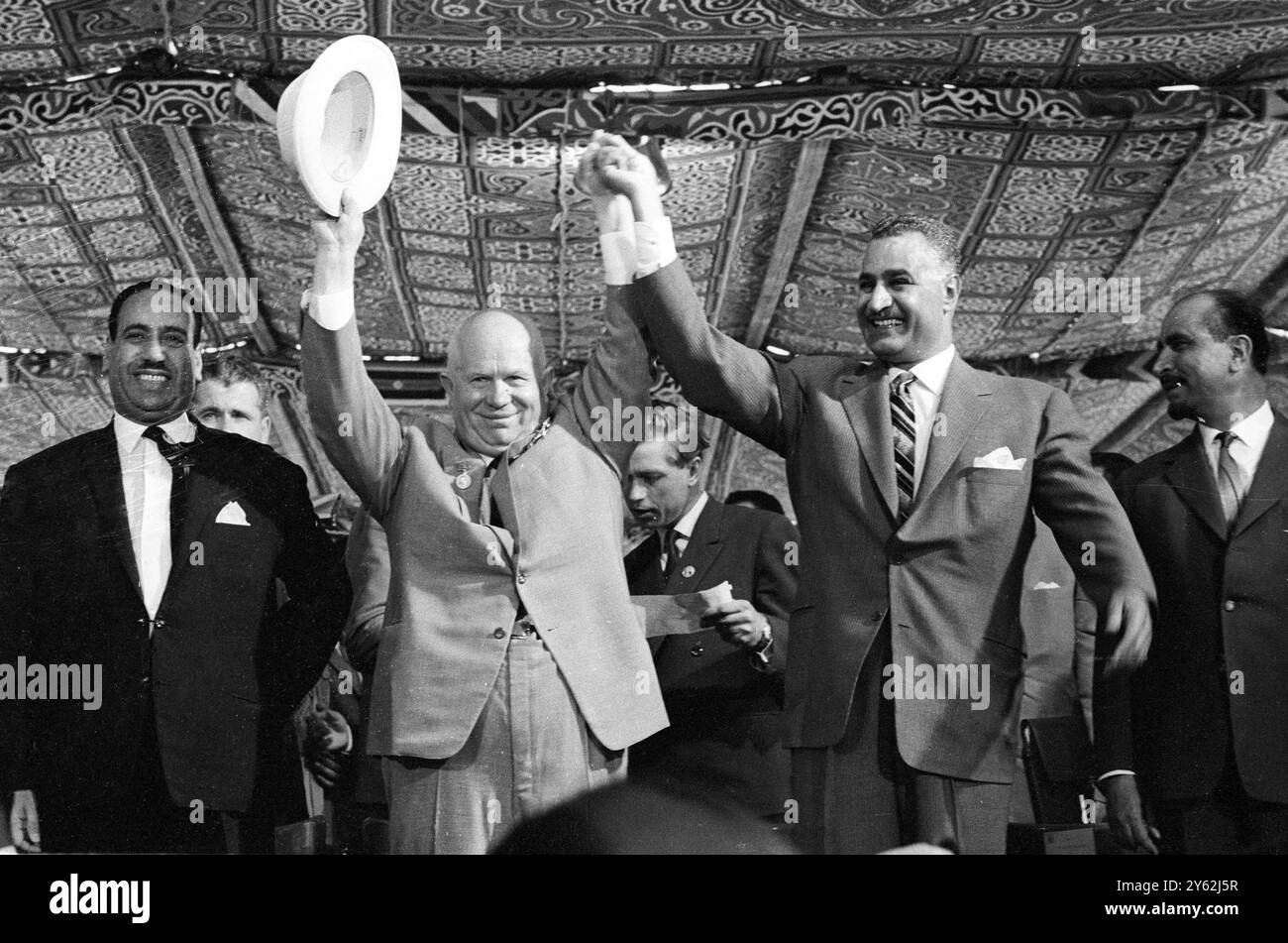 ASWAN , UAR ; President Gamal Abdul Nasser and visiting Soviet Premier ...