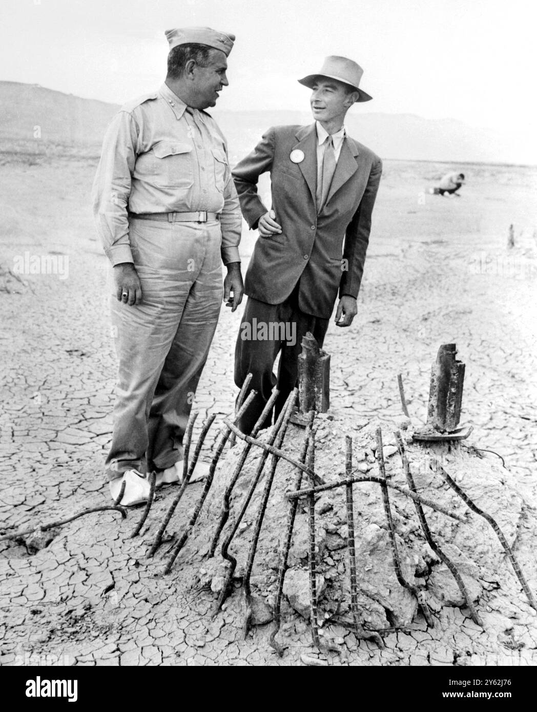 Alamogordo, New Mexico. Major General Leslie R Groves (right), Chief of ...